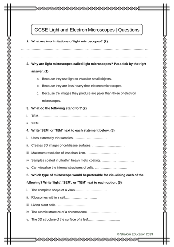 GCSE Biology - Light and Electron Microscopes Practice Questions ...