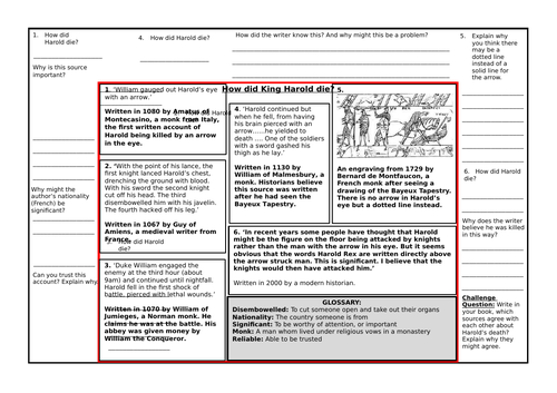 L4 How did Harold die? | Teaching Resources