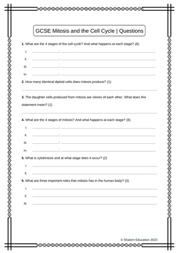 GCSE Biology - Mitosis and the Cell Cycle Practice Questions | Teaching ...