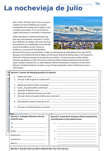 Spanish Reading Comprehension - La nochevieja | Teaching Resources