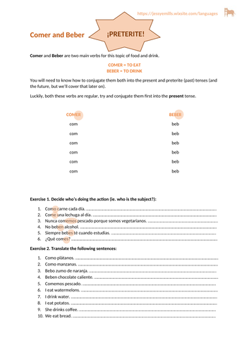 Spanish Grammar - Food | Teaching Resources