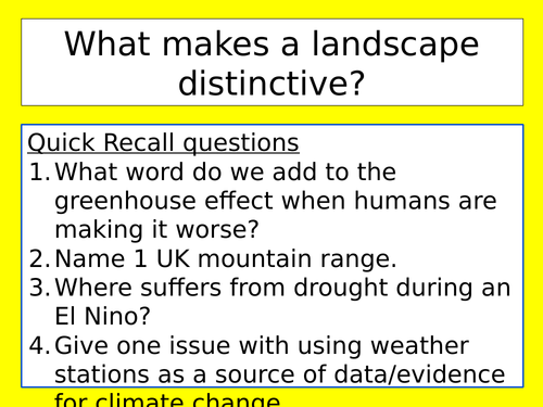What makes a landscape distinctive | Teaching Resources