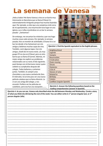 Spanish Reading Comprehension - Free time | Teaching Resources