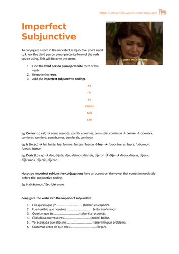 Spanish Grammar - Subjunctive Mood | Teaching Resources