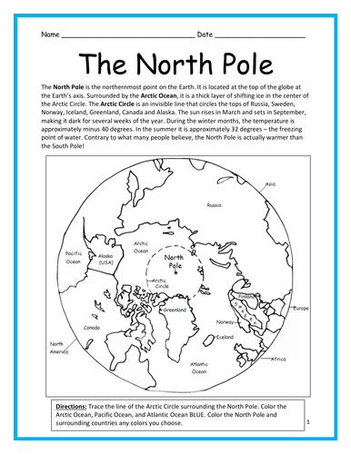 North Pole - Introductory Printable Worksheet | Teaching Resources