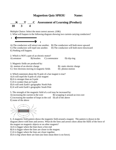 Magnetism worksheet answers store