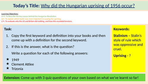 L9: The Hungarian Uprising (GCSE History Edexcel) | Teaching Resources
