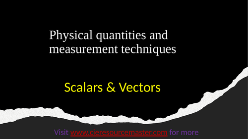 IGCSE Scalars & Vectors | Teaching Resources IGCSE Scalars & Vectors | Teaching Resources