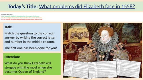 L3: Elizabeth's Problems (GCSE History EEE Edexcel) | Teaching Resources