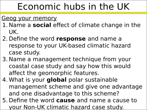 Economic hubs in the UK | Teaching Resources