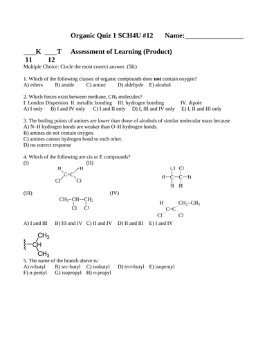 QUIZ ORGANIC FUNCTIONAL GROUPS Naming, Drawing & Properties WITH ... QUIZ ORGANIC FUNCTIONAL GROUPS Naming, Drawing & Properties WITH ...