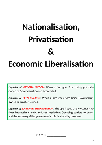 Nationalisation vs Privatisation, Free-Market vs Mixed Economy vs ...