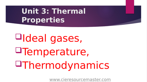 A Level PHYSICS 9702: THERMODYNAMICS | Teaching Resources