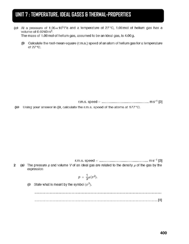A Level PHYSICS 9702 Ideal gases, Temperature | Teaching Resources