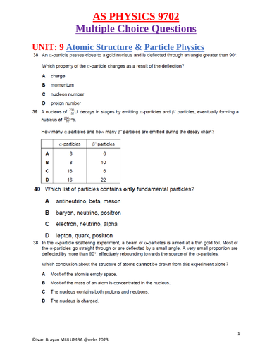 AS PHYSICS 9702: Particle PHYSICS | Teaching Resources