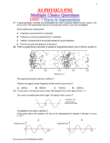 AS PHYSICS 9702: Waves & Superposition | Teaching Resources