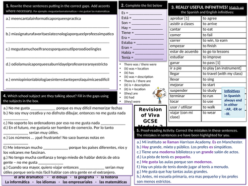 Viva GCSE Spanish Module 2 (School) Revision Worksheet | Teaching Resources