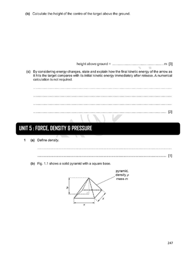 AS PHYSICS 9702: FORCE, DENSITY & PRESSURE | Teaching Resources