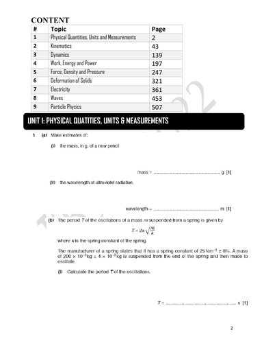 AS PHYSICS 9702: PHYSICAL QUANTITIES & UNITS | Teaching Resources