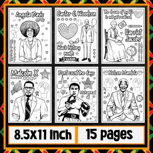Black History Month Heroes Coloring Pages | Black icons coloring sheets ...