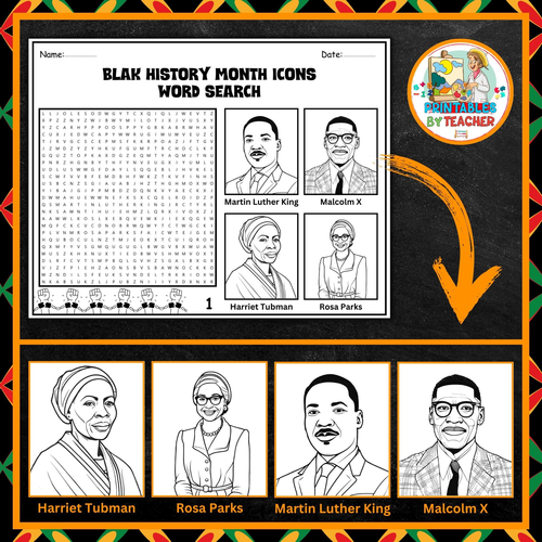 Black History Month Coloring word search | 46 black Heroes activities ...