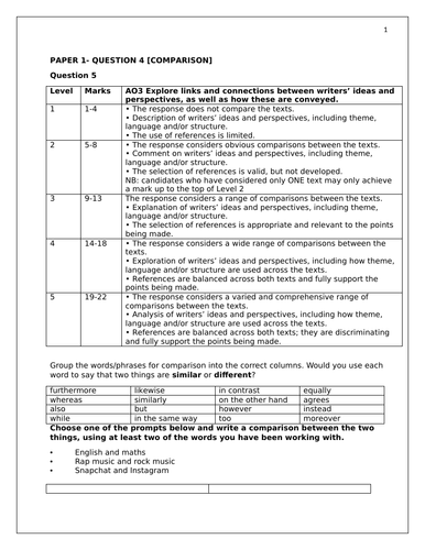 COMPARING TEXTS | Teaching Resources COMPARING TEXTS | Teaching Resources
