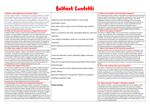 Belfast Confetti Revision | Teaching Resources