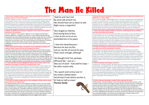 The Man He Killed | Teaching Resources