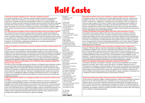 Half Caste | Teaching Resources