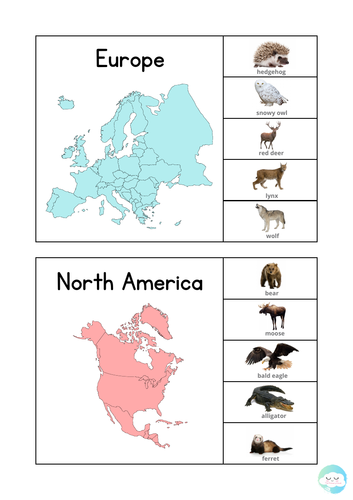 Animal Continents Differentiated Activity Sheets - 2 levels of ...