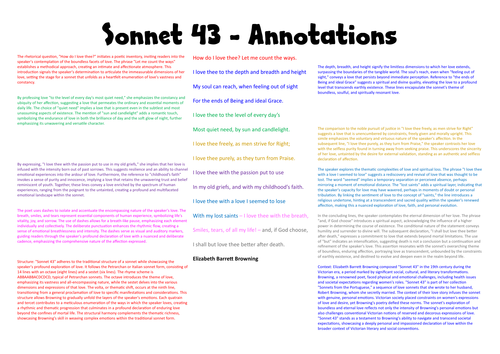Sonnet 43 annotations | Teaching Resources