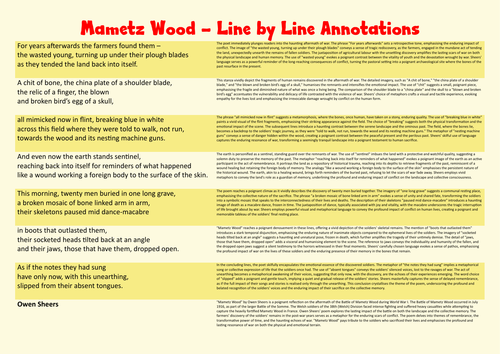 Mametz Wood Line By Line Annotations Teaching Resources 