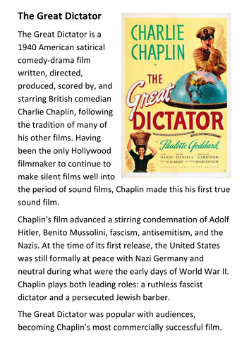 The Great Dictator Handout | Teaching Resources