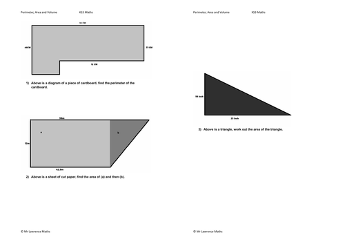 Perimeter, Area and Volume. (KS3 Maths) | Teaching Resources