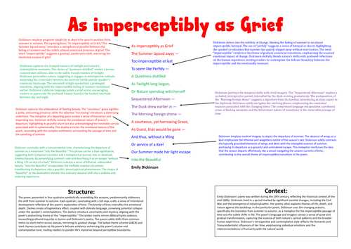 As imperceptibly as Grief | Teaching Resources