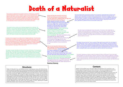 Death of a Naturalist | Teaching Resources