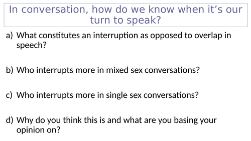 gender and conversation | Teaching Resources
