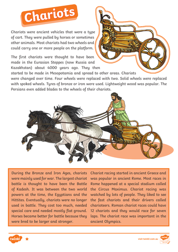 Year 3/4 DT - slingshot Roman chariot | Teaching Resources