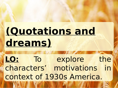 Of Mice and Men Chapter 1 Analysis | Teaching Resources