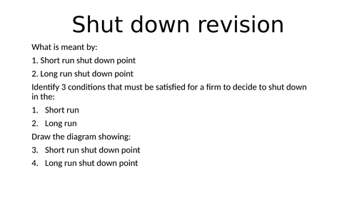 Shut down point - ALevel economics | Teaching Resources