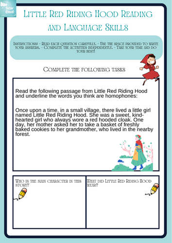 Little Red Riding Hood Reading and Language Skills | Teaching Resources