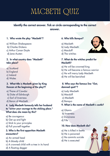 Macbeth Multiple Choice Assessment | Teaching Resources
