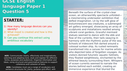 GCSE English Language Paper 1 Q5 Creative Writing | Teaching Resources