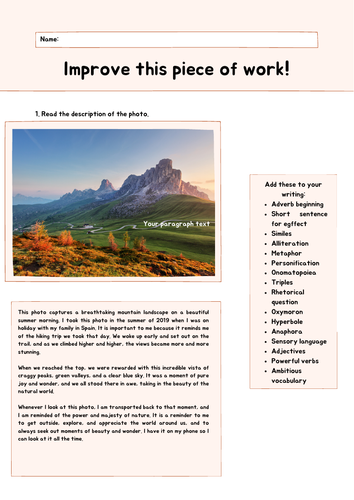 Improve this paragraph worksheet | Teaching Resources