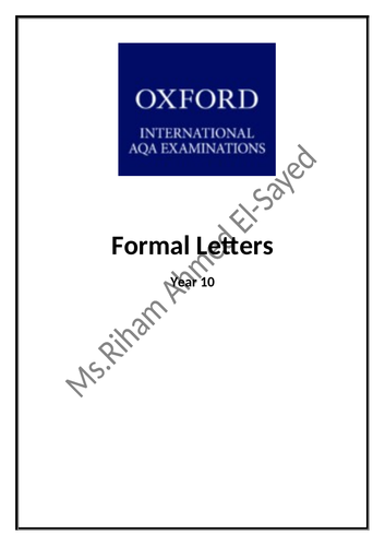 Formal Letters | Teaching Resources