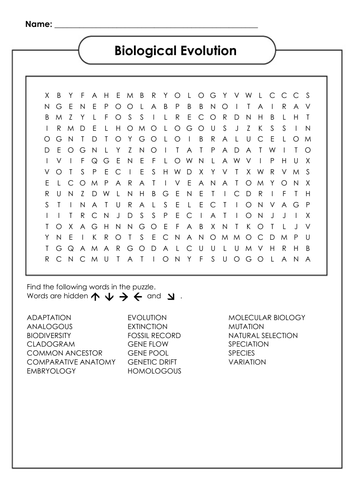 Word searches and Crosswords for Secondary Science - Biological ...
