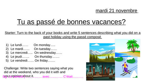 Tu as passé de bonnes vacances? | Teaching Resources
