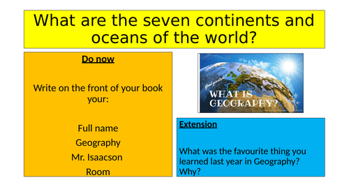 What are the seven continents and oceans of the world? | Teaching Resources