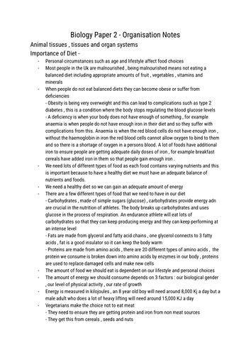 GCSE biology paper 2 organisation topic | Teaching Resources