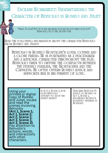 Understanding the Character of Benvolio in Romeo and Juliet | Teaching ...